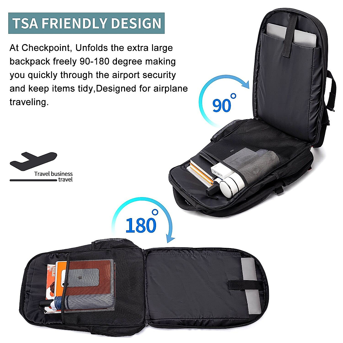 Extra Large Backpack for Men 50L,Insulated Cooler Lunch Box Backpack,17inch Travel Laptop Backpack with USB Charging Port,Water Resistant Big Capacity Computer Bag Work College School Bookbags,Black