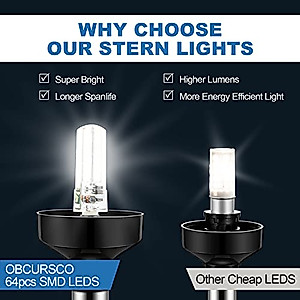 Obcursco 12 Inches Led Anchor Navigation Lights, White Fold Down Boat Stern Light, 3 NM Visibility Marine All Round Lights for Pontoon and Fishing Boats