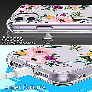 GiiKa iPhone 11 Case with Screen Protector, Clear Heavy Duty Protective Case Floral Girls Women Shockproof Hard PC Back Case with Slim TPU Bumper Cover Phone Case for iPhone 11, Small Flowers