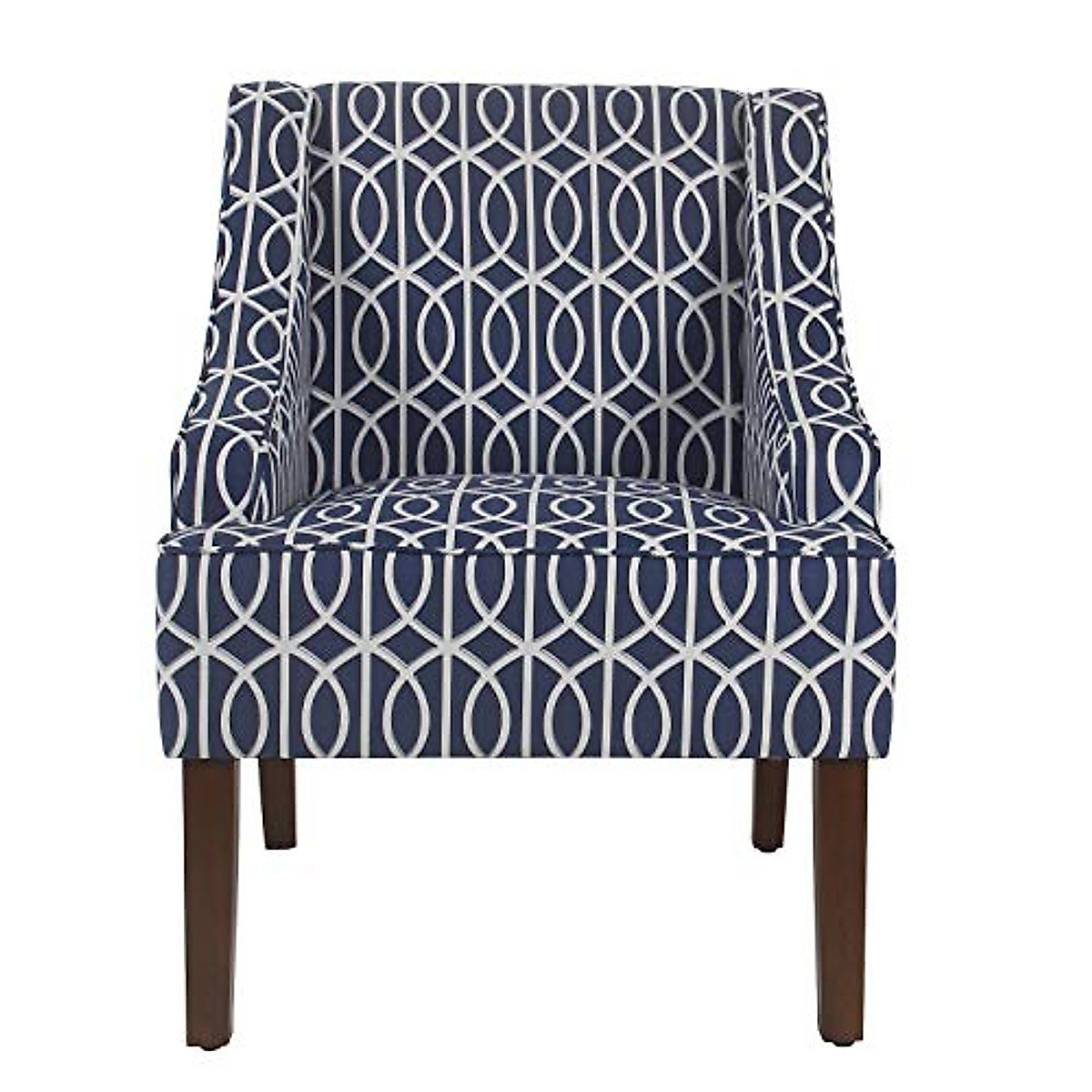 HomePop Velvet Swoop Arm Living-Room-Chairs, Blue Trellis