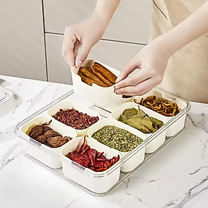 Snack Box Container, Divided Serving Tray with Lid and Handle Snackle Box Container, Snack Organizer for Adults Fruit Tray, Veggie Tray, Perfect for Party, tackle box for snacks