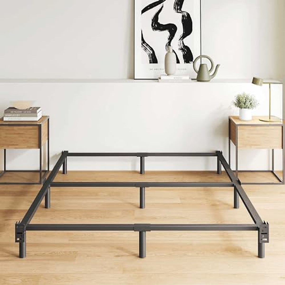 Bedsnus King Size Bed Frame, 7 Inch Metal Basics Bed Frame,Low Profile Base for Box Spring, 9-Leg Support, Noise-Free, Easy Assembly, Black
