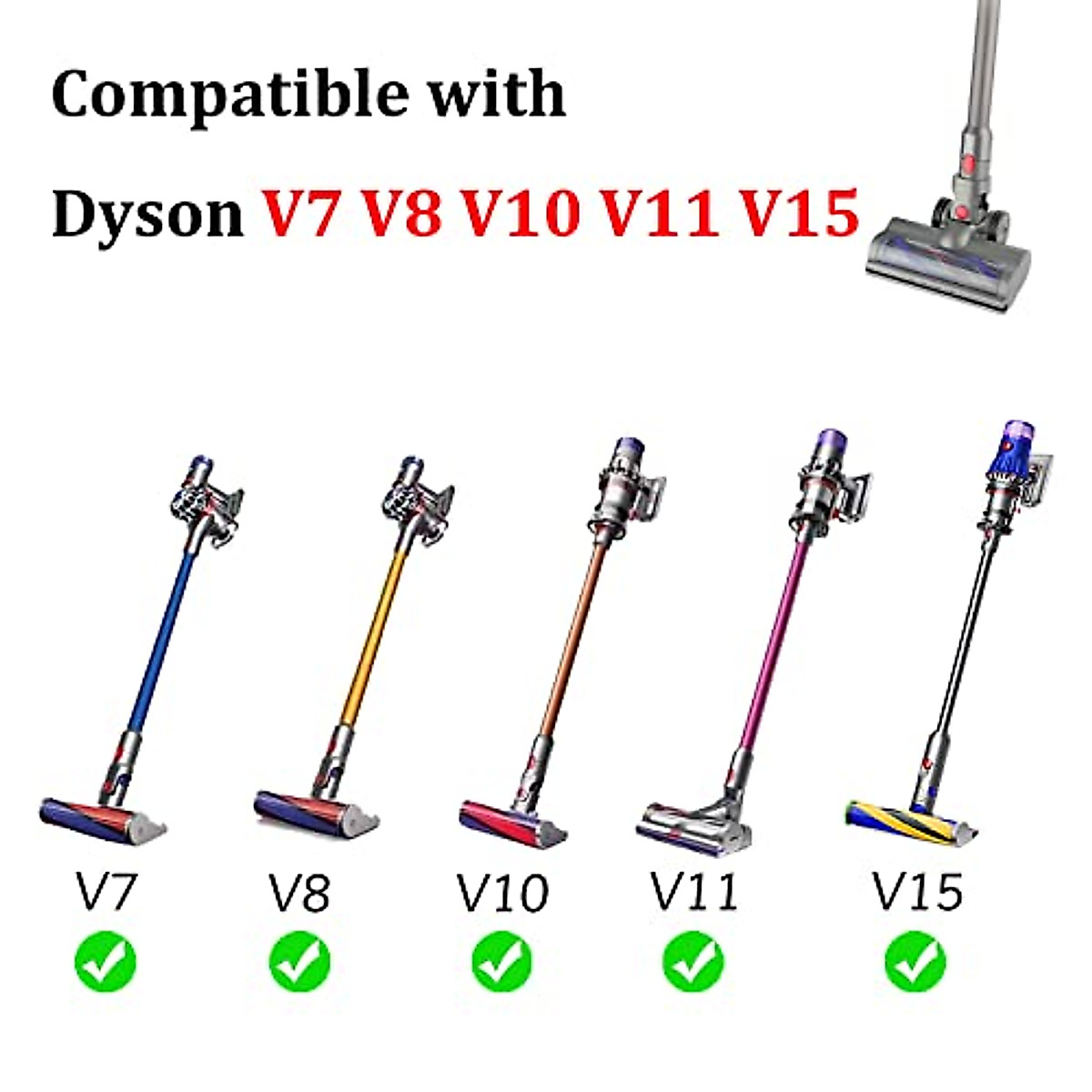 Ninthseason Quick-Release Direct Drive Cleaner Head Turbine Floor Tool for Dyson V15 V11 V10 V8 V7 Cordless Vacuum Cleaner for carpets and hard floors