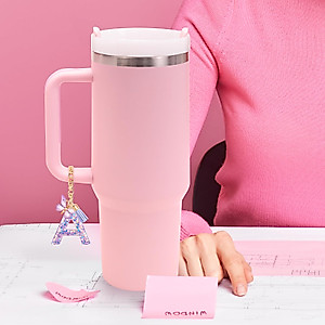 ZOSIX Letter Charm Accessories for Stanley Cup 40/30 oz with Handle, [Upgraded Chain] Cute Initial Keychain Handle Charm for Stanley Tumbler Accessories for Girls Women, Purple A