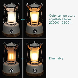Navaris Camping Lantern with Rechargeable Battery - Portable Garden Lantern for Outdoor and Indoor Use with Power Bank for Charging Phones - White