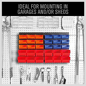 30-Bin Wall-Mounted Storage Rack System - Heavy-Duty Garage Tool Organizer for Screws, Nuts, Bolts, Nails, Beads, and Small Hardware Parts - Easy Installation and Customizable