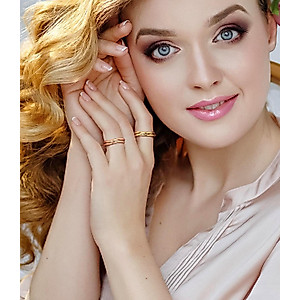 DURSI Trinity Interlocked Rolling Triple Ring for Women Girls Kids, Stainless Steel Cross Stacking Puzzle Ring for Fidget Anxiety, Minimalist Promise Engagement Wedding Ring (Rose Gold, Size 11)