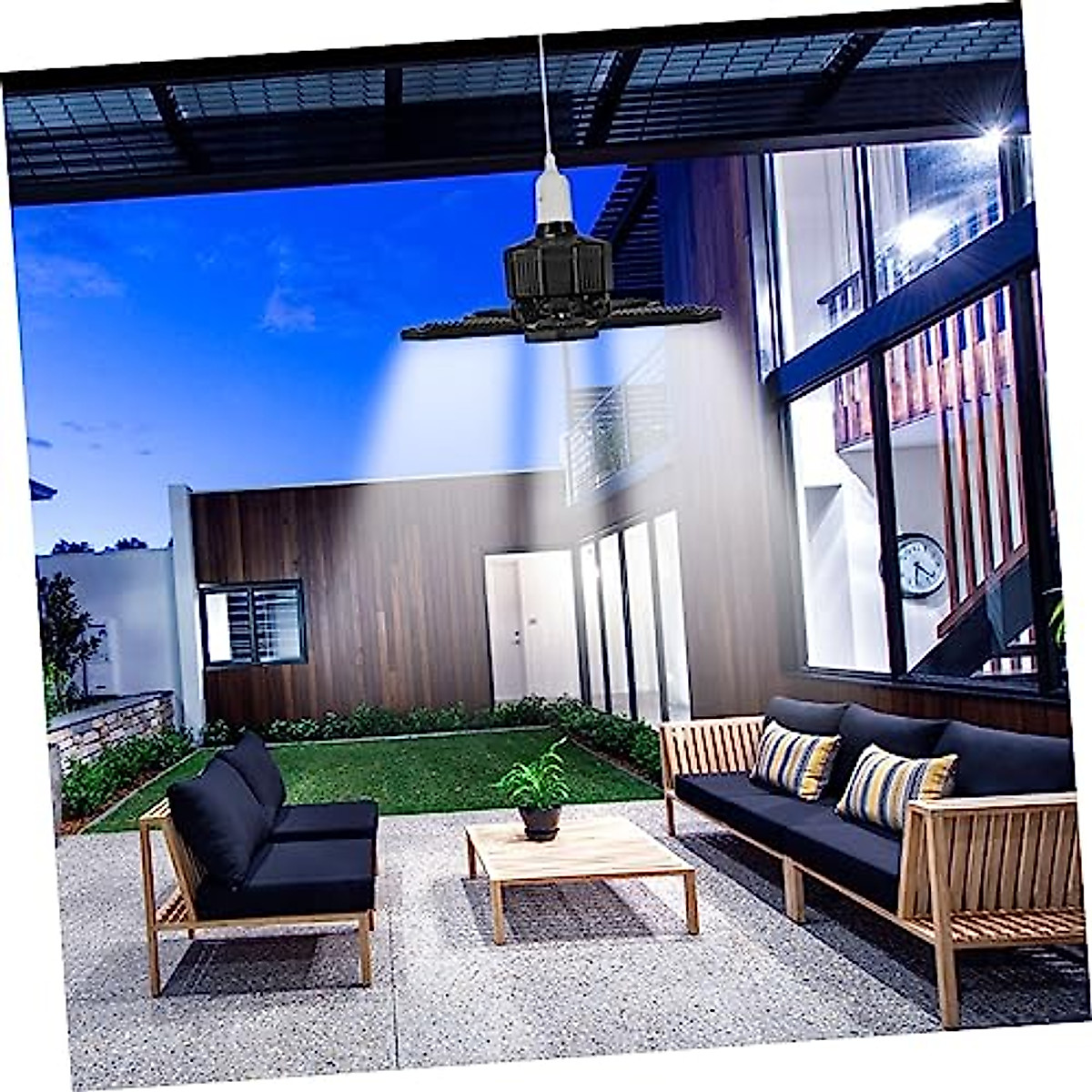 IWOWHERO Five Leaves Garage Light Deformable LED Garage Overhead LED Shop Ceiling Light Flush Mount Ceiling Light LED Flood Light Motion Light Bulbs Plastic Black