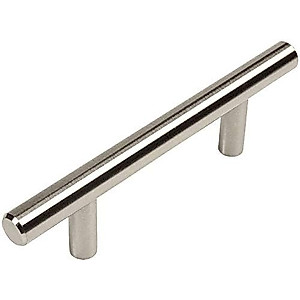 Cosmas 25 Pack 305-030SN Satin Nickel Cabinet Hardware Euro Style Bar Handle Pull - 3" Inch (76mm) Hole Centers, 5-3/8" Overall Length, 1/2" Inch Bar Diameter
