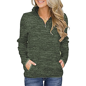 AKEWEI Womens Sweatshirt Hoodies Casual Zip up Hoodie Jacket with Pockets Army Green XL