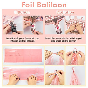 Amandir Rose Gold Birthday Party Decorations for Women Girls, Rose Gold Pink Confetti Foil Balloons, Butterfly, Fringe Curtain, Happy Birthday Banner, Cake Topper for30th 40th 50th 60th Supplies Decor