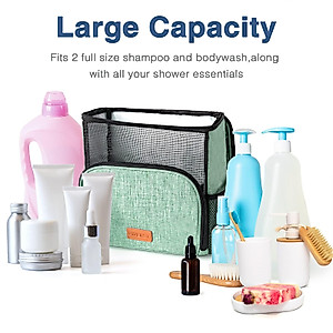 Kadamii Shower Bag for College Dorm, Hanging Portable Mesh Gym Shower Caddy for Women Men, Cruise Travel Bathroom Accessories Must Have Green