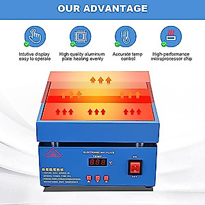 Soiiw Upgraded 110V 850W Soldering Hot Plate LED Microcomputer Electric Preheat Soldering Station Welder Hot Plate Rework Heater Lab 200X200mm Plate