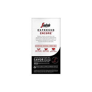 Segafredo Zanetti Encore Espresso Capsules, Medium-Dark Roast, Intensity 10, Compatible with Nespresso Original Machines, 10 Count Aluminum Pods