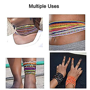 Colorful Waist Beads Body Jewelry Body Chain Fashion Belts Belly Beads, Bead Jewelry, Belly Chains, Waist Chain Jewelry for Women and Girls,7 Pieces