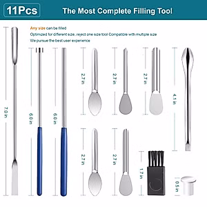 11 Piece Capsule Filling Machine Kit for Pill Filler - Micro lab Spoons Spatula Tool for Gel Capsules Empty Quickly Fill Tray with Herb Powder Tamper Tools All Sizes # 000 00 0 1 2 3 4 5