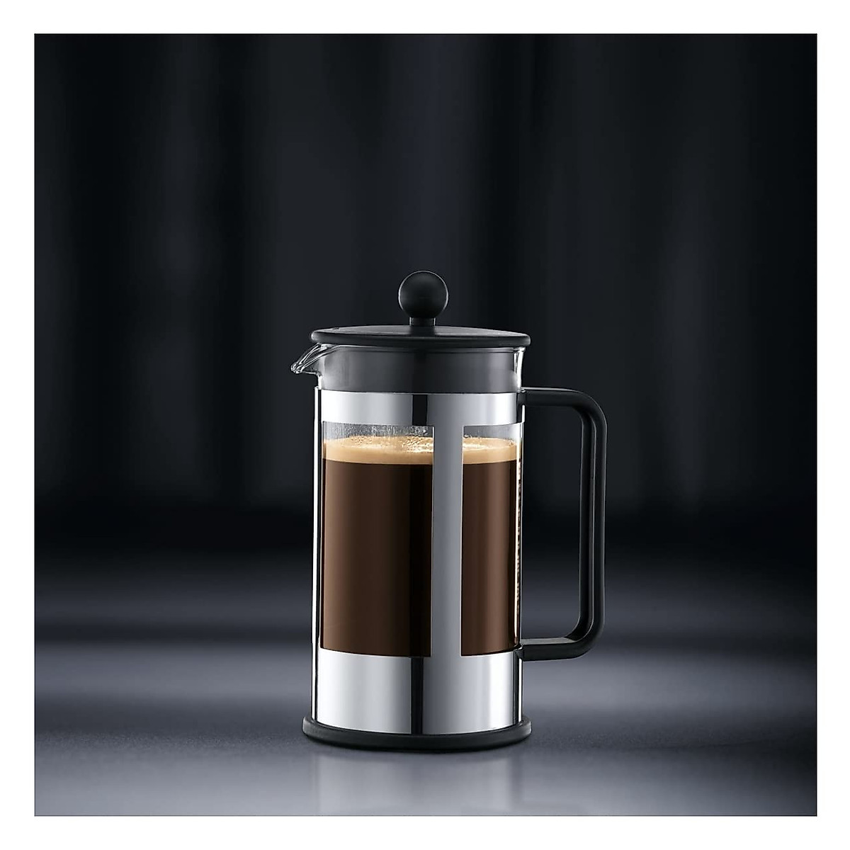 Bodum Kenya 8-Cup French Press Coffee Maker, 34-Ounce, Stainless Steel, Black