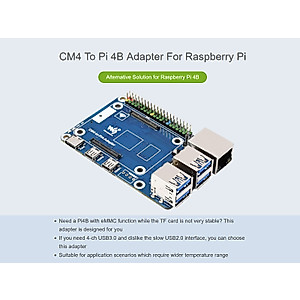 waveshare CM4 to Raspberry Pi 4B Adapter, Alternative Solution for Raspberry Pi 4B, Onboard Standard CM4 Connector, 4-CH USB 3.0 Ports, RJ45 Gigabit Ethernet Port, PoE Header etc.