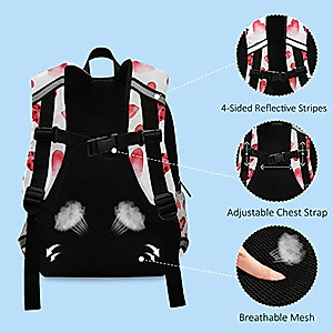 Glaphy Ladybug Hearts Kids Backpack for Boys Girls, Kindergarten Elementary Toddler Backpack with Reflective Stripes, Preschool Bookbags with Chest Strap