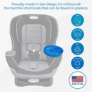 My Travel Tray Round, USA Made. Easily Convert Your existing Cup Holder to a Tray and Cup Holder for use in a Car Seat, Booster, Stroller, Golf Cart and Anywhere You Have a Cup Holder! Blue