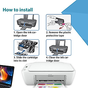Relcolor High Yield HP61 XL Ink Cartridge for HP 61 61XL Black Color Combo for Envy 4500 5530 4502 5534 5535 Deskjet 2540 3050 1000 1510 1512 1010 1056 OfficeJet 4630 4635 2620 Series Printer HP61XL