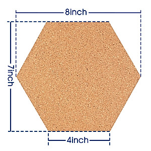 SVOPY Cork Bulletin Board Hexagon - Decorative Display Boards, 1/2" Thick Self-Adhesive Cork Board Tiles for Home Office Decor,School Message Board (10 Pcs)