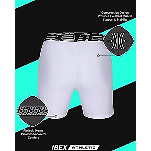 Ibex Athletic Youth Compression Shorts with Protective Cup - Youth Cup Underwear with Cup, Boys Compression Shorts - Y Small White