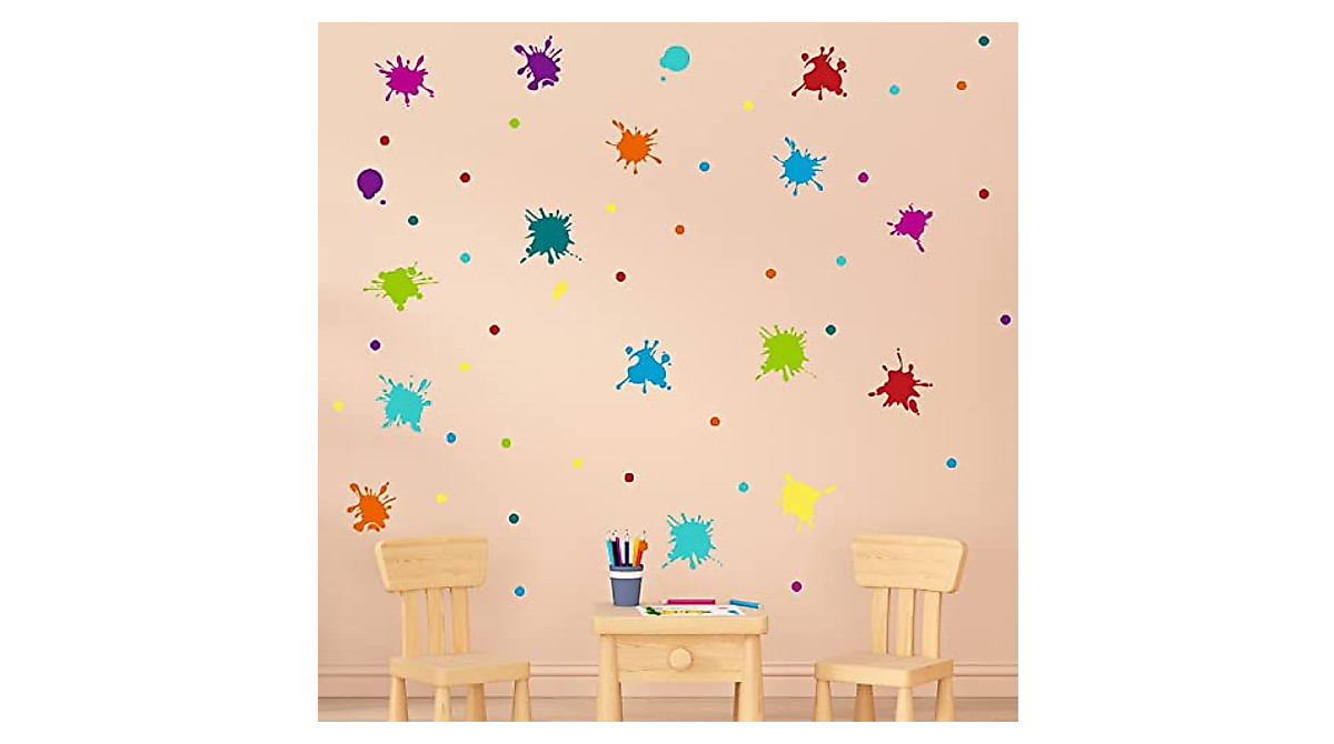 Maydahui Colorful Paint Splatter Wall Decals for Kids Rooms