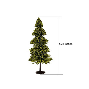 Model Trees Hobby Train Scenery Set Artificial Miniature Pine Cedar Firs Conifers Figurines Décor Toy Kit with Green Leaves and Base DIY for Moss Landscape Tunnels Buildings Decoration AnyBack 14