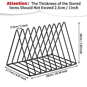 6 Pieces Triangle File Holder Metal Vinyl Record Stand Holder Record Dividers Vertical Vinyl Stand Holder Record Album Holder Magazine Shelf Bookshelf Photography Props for Home Office Decor (Black)