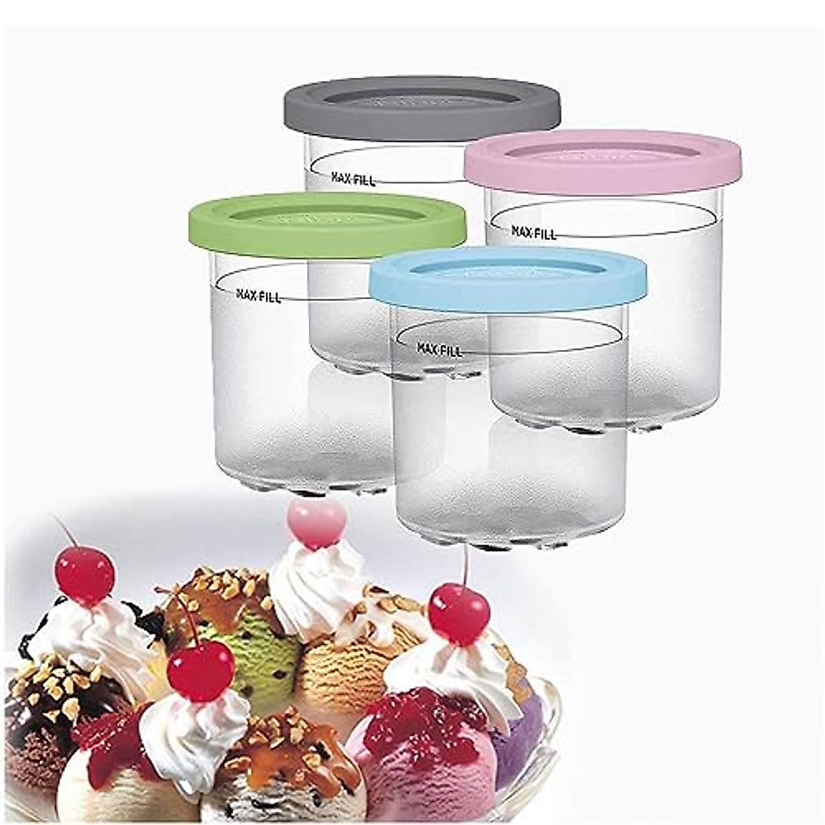 VRINO Creami Pints, for Ninja Creami Ice Cream Maker,16 OZ Creami Pints Bpa-Free,Dishwasher Safe for NC301 NC300 NC299AM Series Ice Cream Maker
