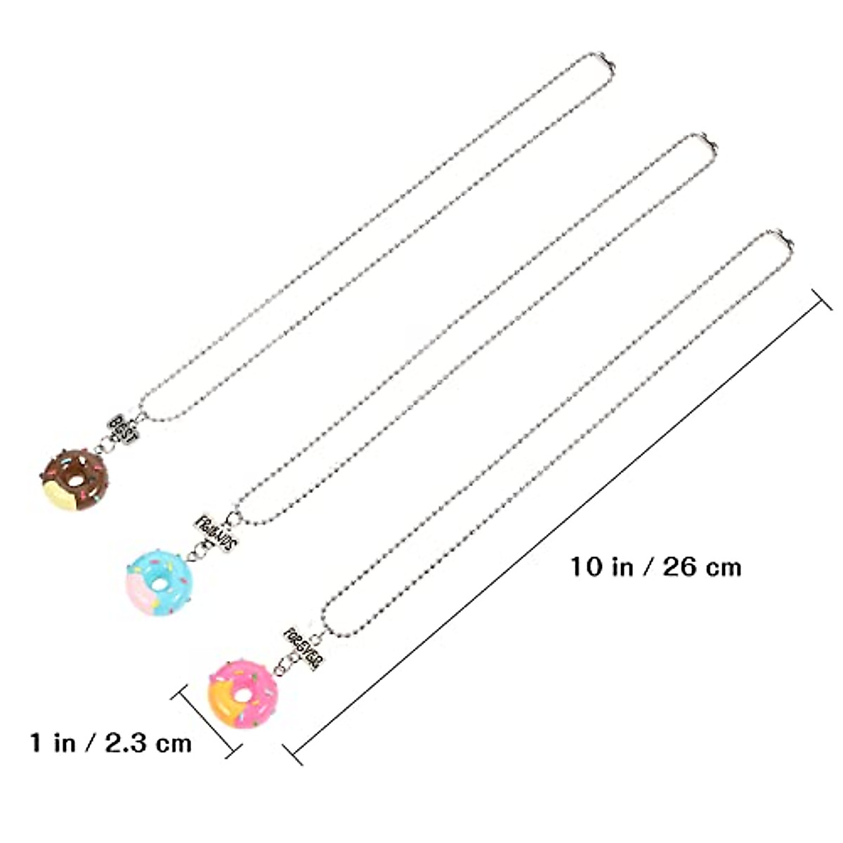 NUOBESTY Friendship Bracelets 3 Pcs Best Friend Necklaces Donuts Ice Cream Pendant Friendship BFF Necklaces for 3 Girls Birthday Friends Sisters Jewlery Gifts (Best Friend Forever) Girl Toys
