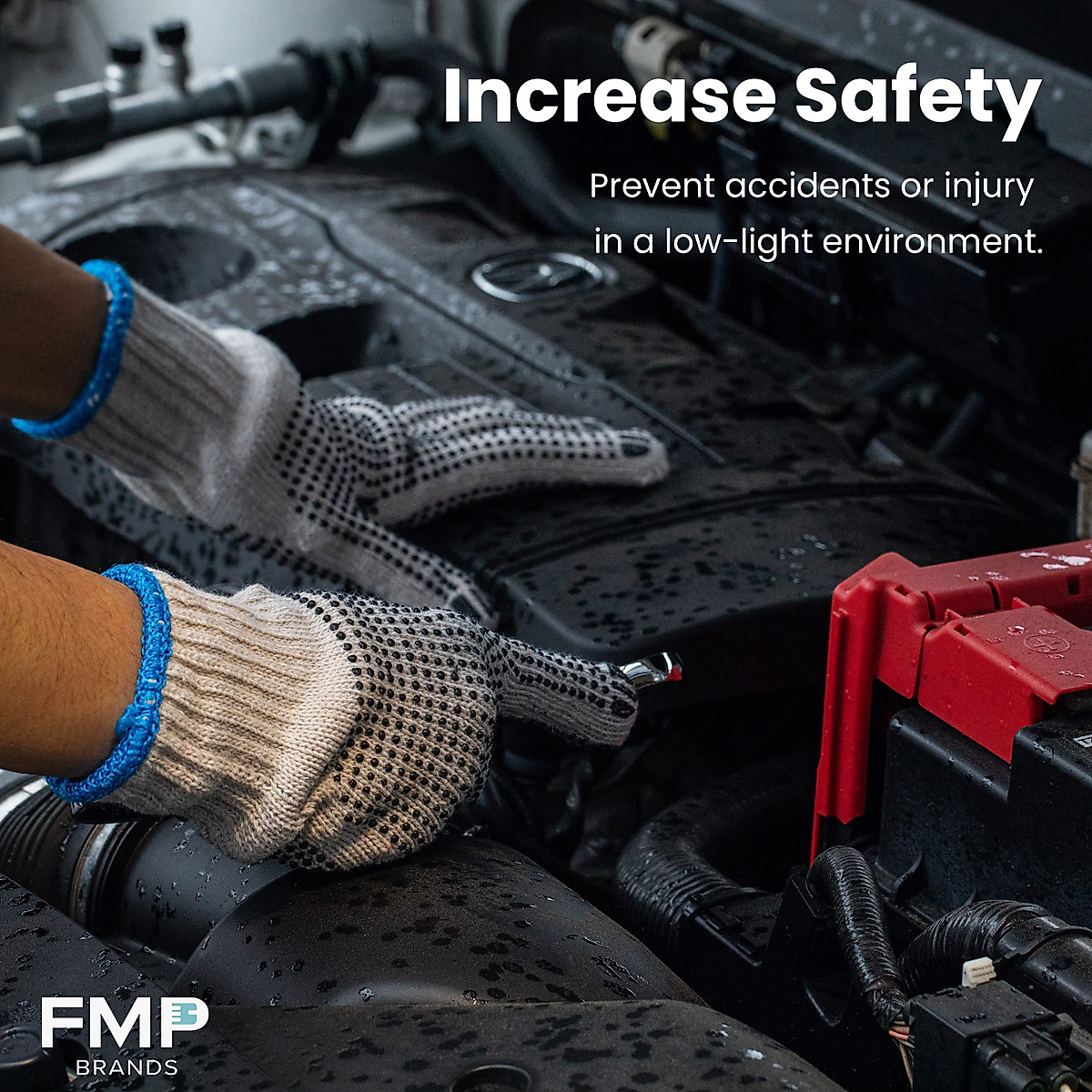 FMP Brands 24 Pairs Safety Cotton Work Gloves with Grip Double Sided Dot Machine Knit Gloves