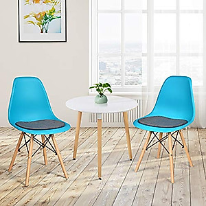 Giantex Dining DSW Chairs with Linen Cushion, Modern Mid Century Shell Chairs w/Wood Legs, Removable Fabric Upholstered Seat, Armless Side Chairs for Dining Room Living Room Kitchen (2, Blue)
