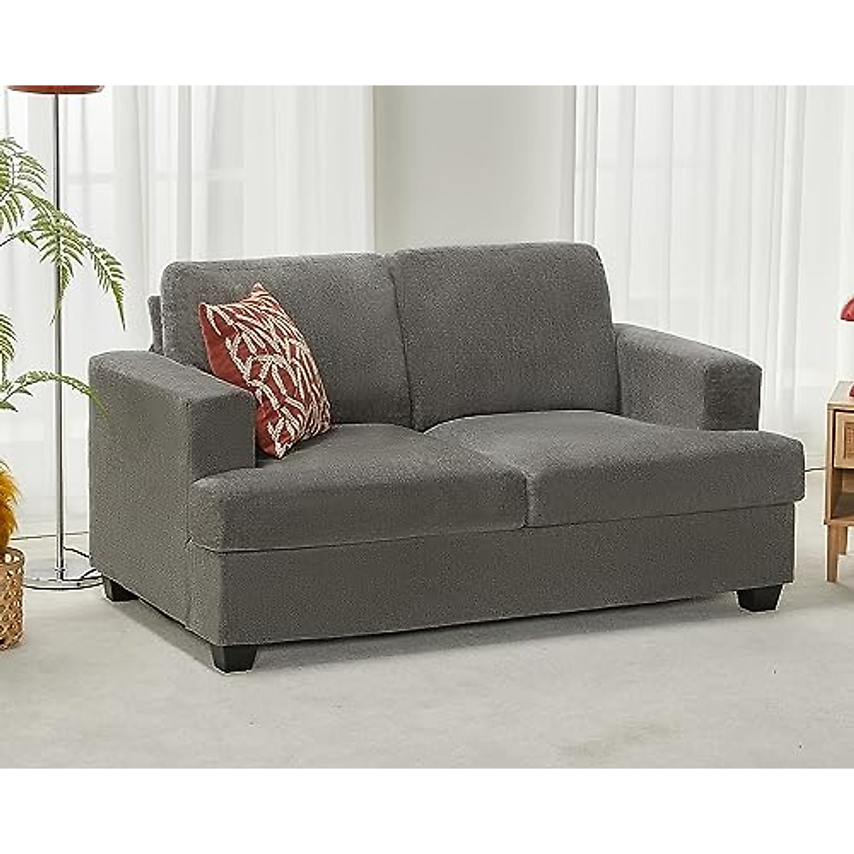 VanAcc Sofa, Comfy Sofa Couch with Extra Deep Seats, Modern Sofa Couch- Loveseat, Couch for Living Room Apartment Lounge, Grey Chenille