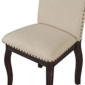 HESIEU Farmhouse Dining Chairs Set of 4 Upholstered Fabric Kitchen Chairs with Antique Bronze Nailhead Decor High Back Chair Solid Wood Legs for Dining Room Kitchen Living Room (Espresso)