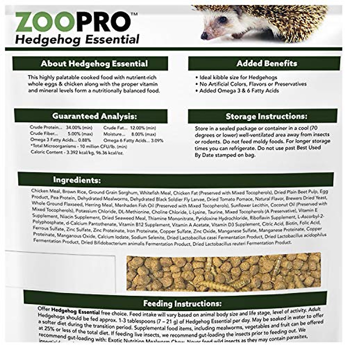 Exotic Nutrition Hedgehog Essential - Chicken Kibble with Mealworms (1.75 Pound)