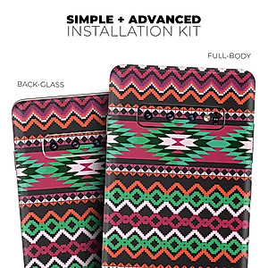 DesignSkinz Vector Green & Pink Aztec Pattern Protective Vinyl Decal Wrap Skin Cover Compatible with The Samsung Galaxy S20 (Screen Trim & Back Glass Skin)