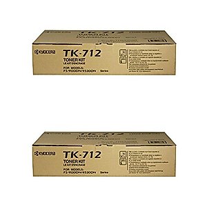 Kyocera TK-712 FS-9130 FS-9530 Toner Cartridge (Black, 2-Pack) in Retail Packaging