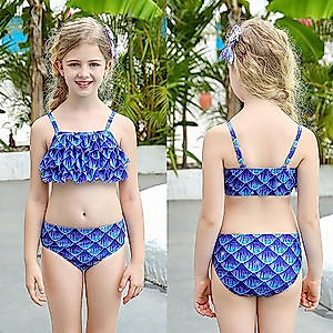 Mermaid Tails for Swimming Girls Bathing Suits Swimsuit Swimwear Bikini 3 Pcs for 3-12 Year Old
