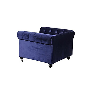 American Home Classic Claire 15" 1 Seat Velvet Upholstered Sofa in Navy