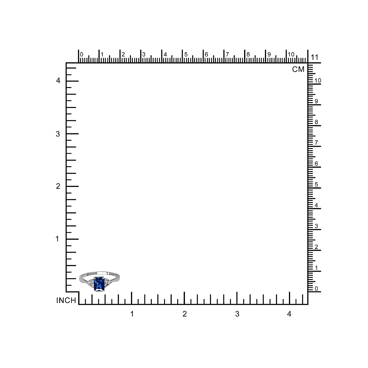 Silvershake Created Blue Sapphire Octagon 7x5 mm 925 Sterling Silver Engagement Ring Size 6.5