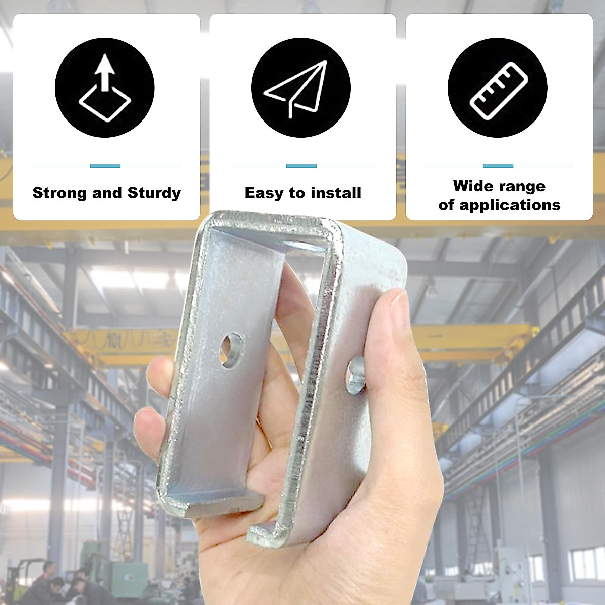 CNQLIS Channel Trolley Track Intermediate Support Hanger Bracket for All 1-5/8" Strut Channel,Heavy-Duty Steel Support Bracket,for Cantilever Rolling Doors, Hanging Boxing Sandbags（4PCS）