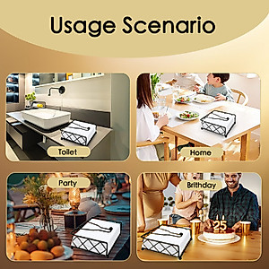 Napkin Holder for Table, Square Paper Napkin Holders with Weighted Arm, Elegant Rustic Metal Modern Napkin Holder for Kitchen, Countertops & Outdoor Tables, Dining Room (Black)