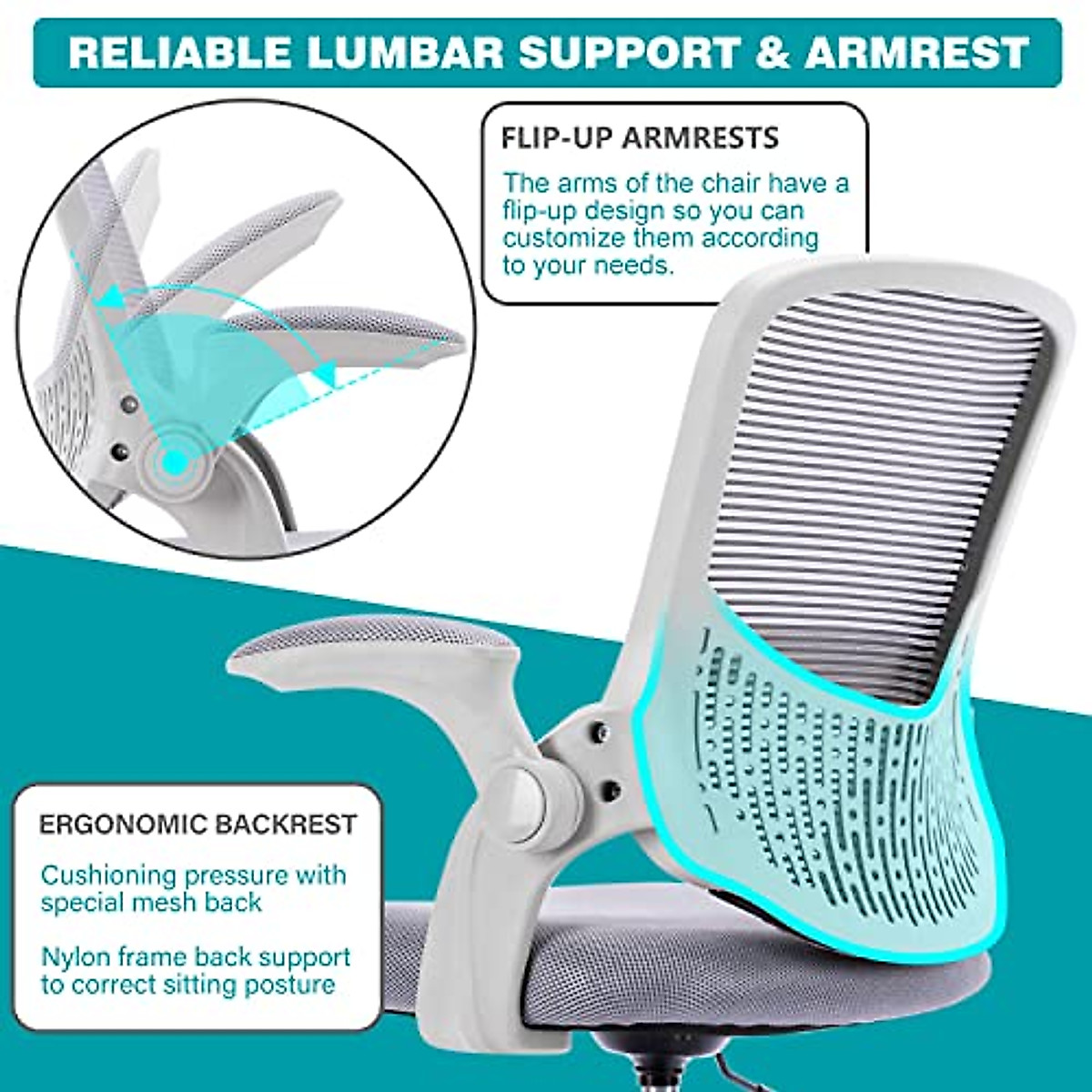 Tall Office Chair, Drafting Chair, Standing Desk Chair, High Adjustable Office Mesh Chair, Ergonomic Counter Height Computer Rolling Chair with Flip-up Armrests and Foot-Ring for Bar Height Desk