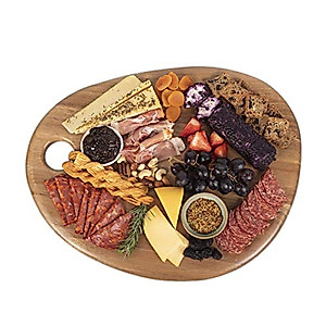 TOSCANA - a Picnic Time brand Pebble Acacia Charcuterie Board 18" x 15" - Cheese Board - Wood Serving Platter, (Natural Acacia)