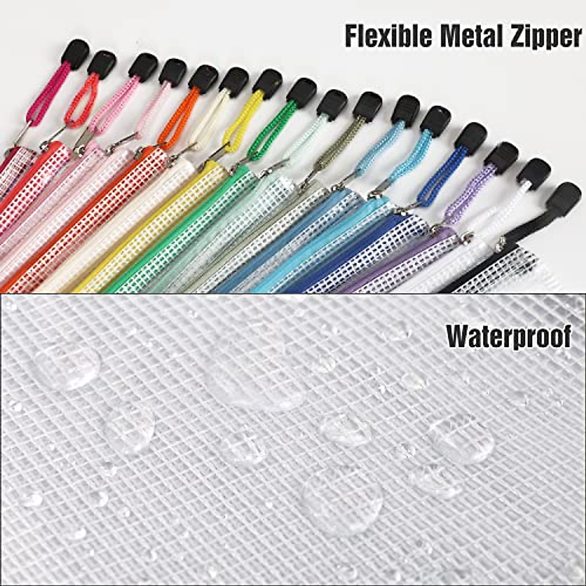 EOOUT 16pcs A3 Zipper Bags, Mesh Zipper Pouch, Document Bag with Labels, Plastic Zip File Folders in 16 Colors, Letter Size, Zipper Bags for Organizing, for School, Board Games and Office Supplies
