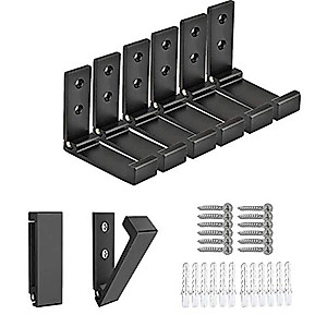 Folding Coat Hooks, Aluminum Alloy Folding Coat Hooks with Screws, 6 PCS Wall Coat Hook is Suitable for Hat, Clothes, Fitness Equipment (Black)
