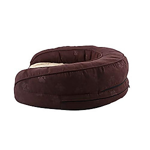 K&H PET PRODUCTS Deluxe Ortho Bolster Sleeper Pet Bed Eggplant Paw Print Medium 30 Inches