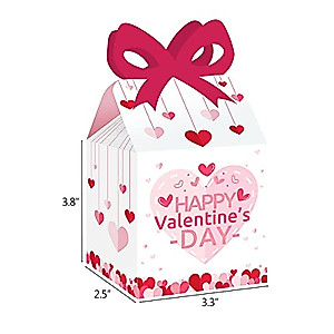 YEXEXINM 24 Pack Happy Valentine's Day Party Goodie Square Favor Gift Boxes, Red Heart Print Party Paper Gift Boxes Treat Bags for Valentine's Day Wedding Anniversary Party Supplies Decoration